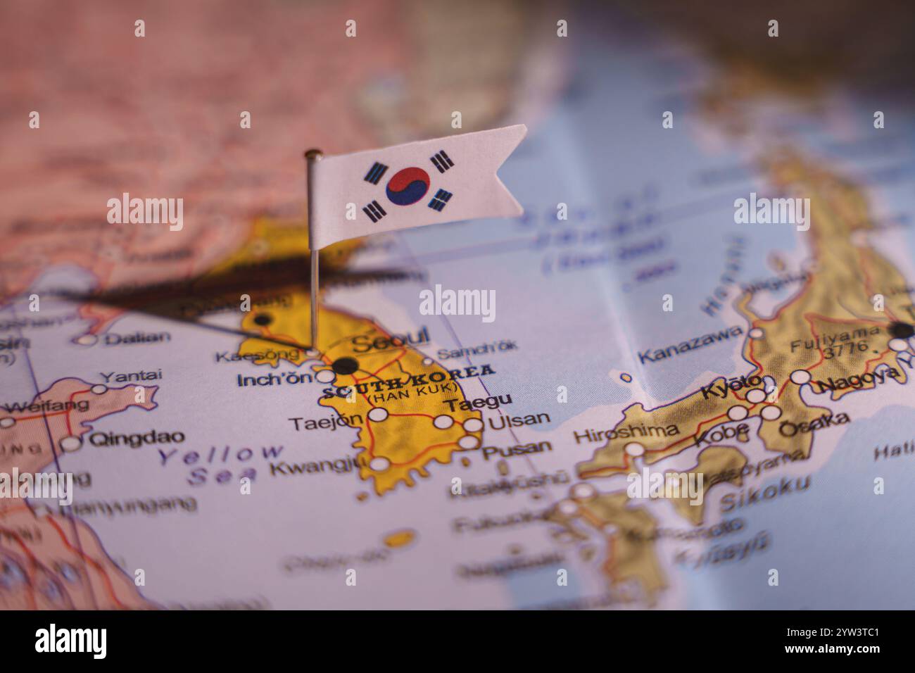 South Korea flag on world map in asia region. South Korea, Seoul - 2024 ...