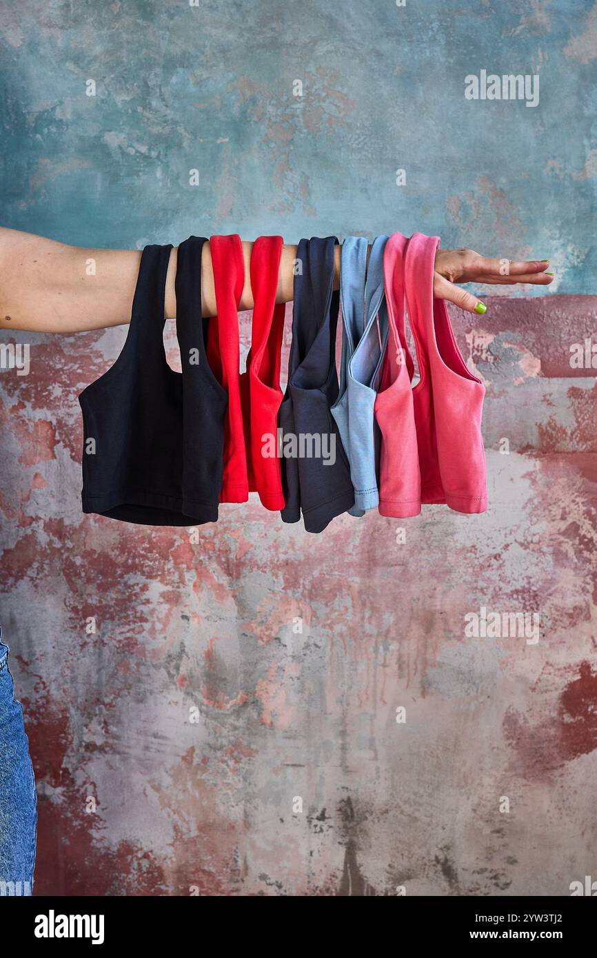 Woman holding different up hi-res stock photography and images - Alamy