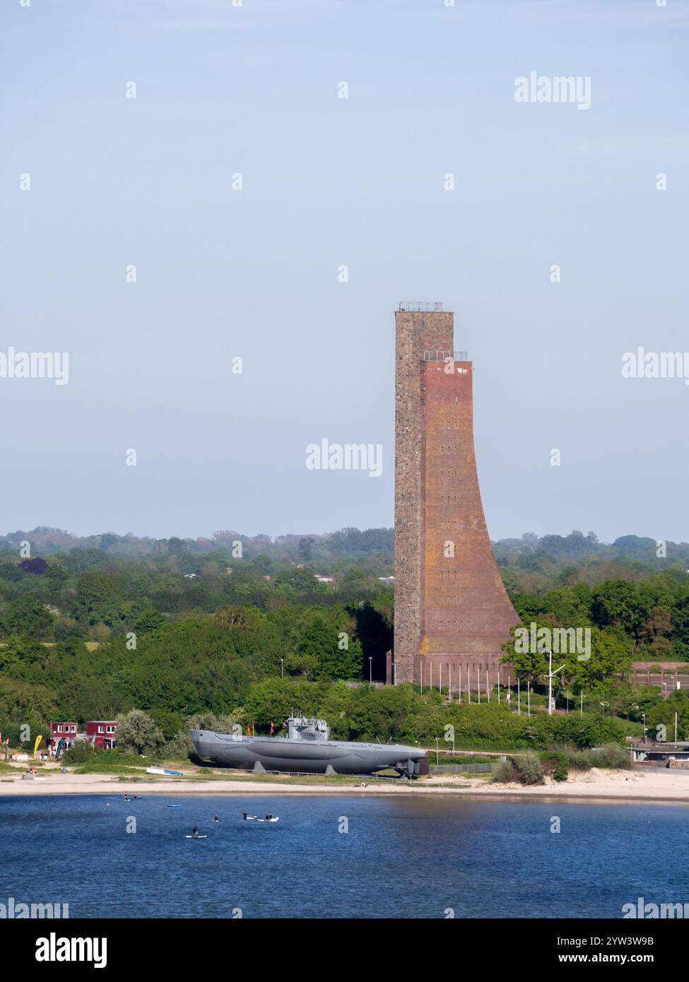 The 72 metre (236 ft) Laboe Naval Memorial and U-Boat 995 museum ship ...