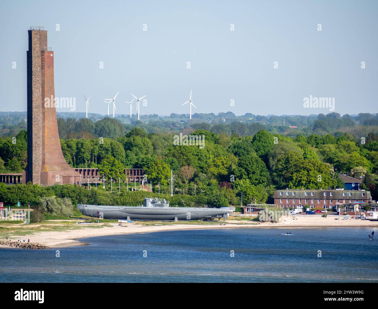 The 72 metre (236 ft) Laboe Naval Memorial and U-Boat 995 museum ship ...