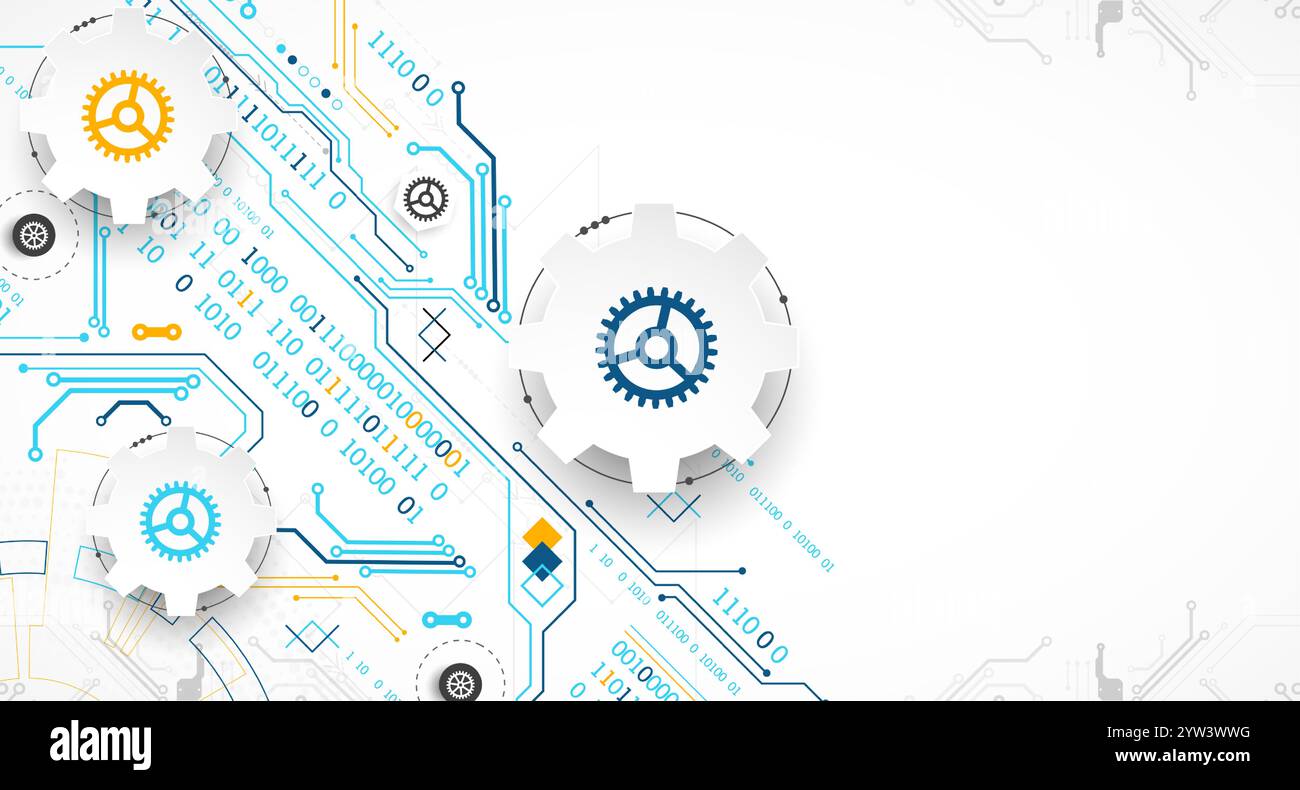 Vector illustration, Hi-tech digital technology and engineering theme ...