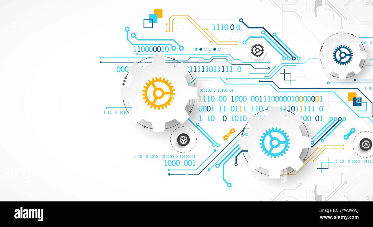 Vector illustration, Hi-tech digital technology and engineering theme ...