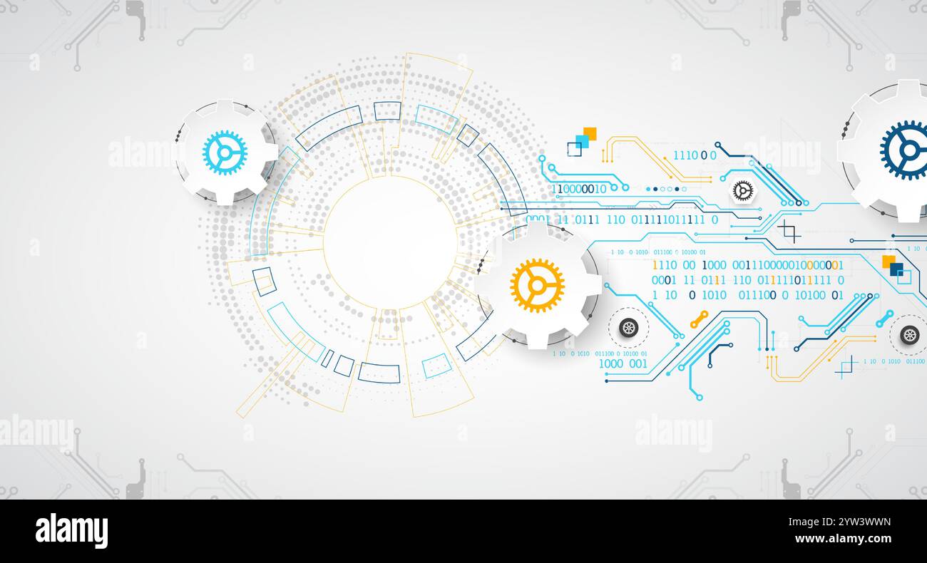 Vector illustration, Hi-tech digital technology and engineering theme ...