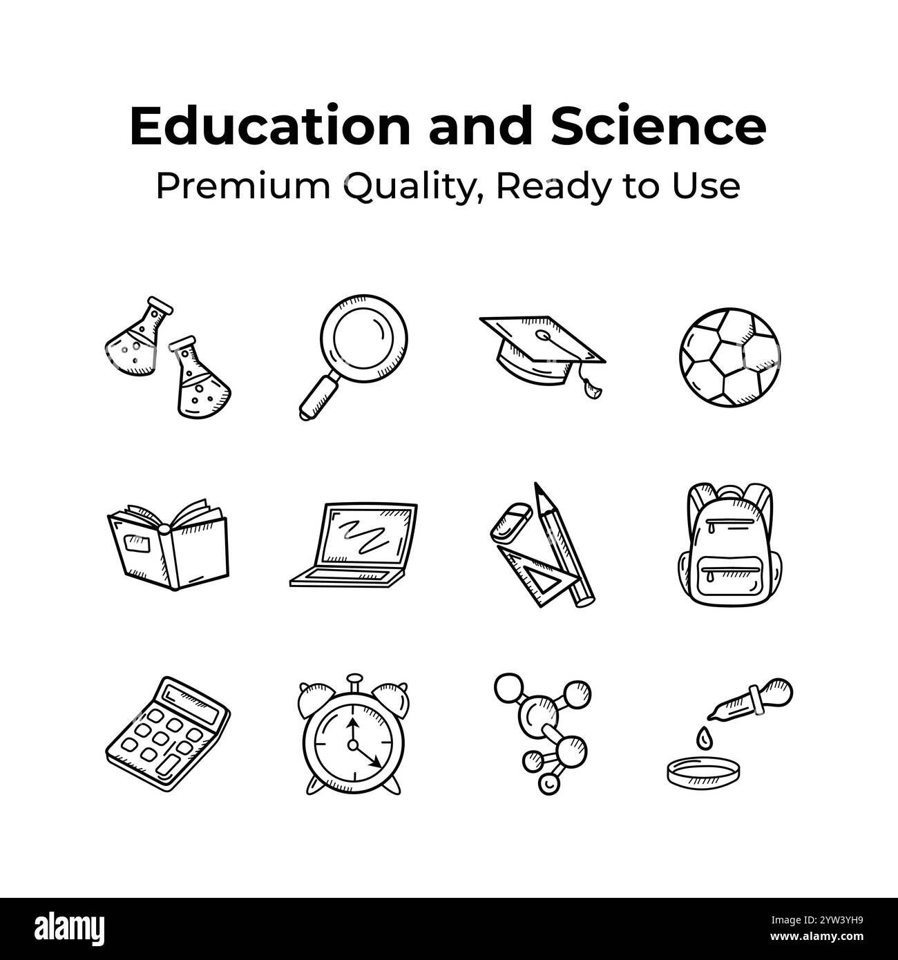 Pack of education and learning doodle icons, ready for premium use ...