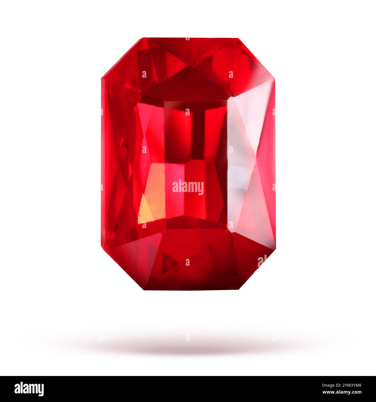 Red shiny gemstone in air on white background Stock Photo - Alamy