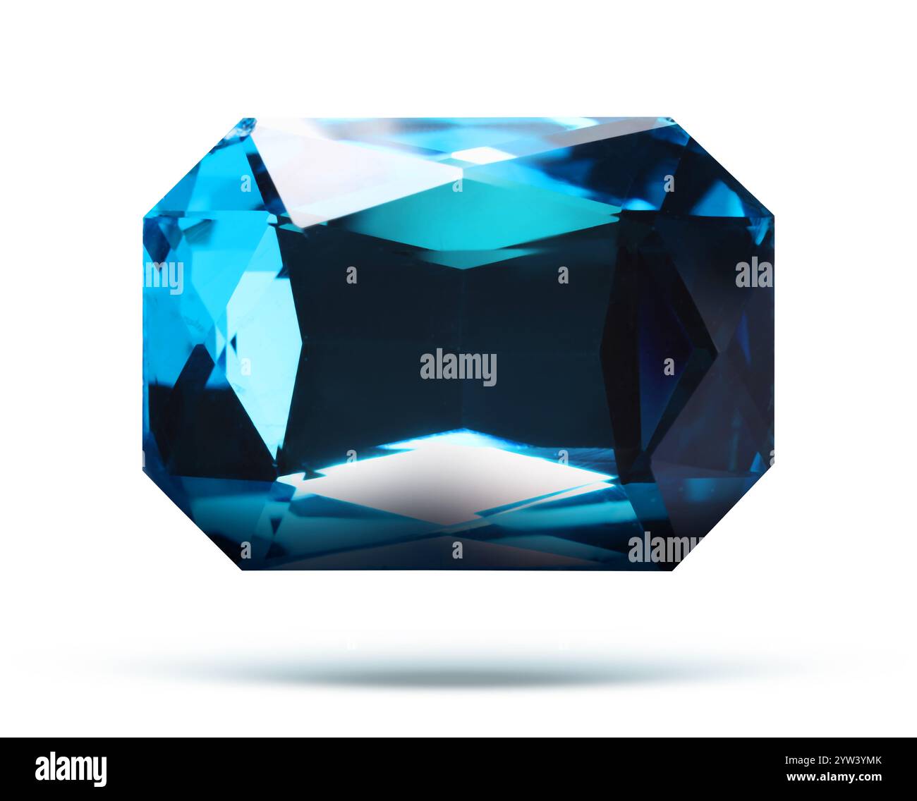 One blue shiny gemstone in air on white background Stock Photo - Alamy