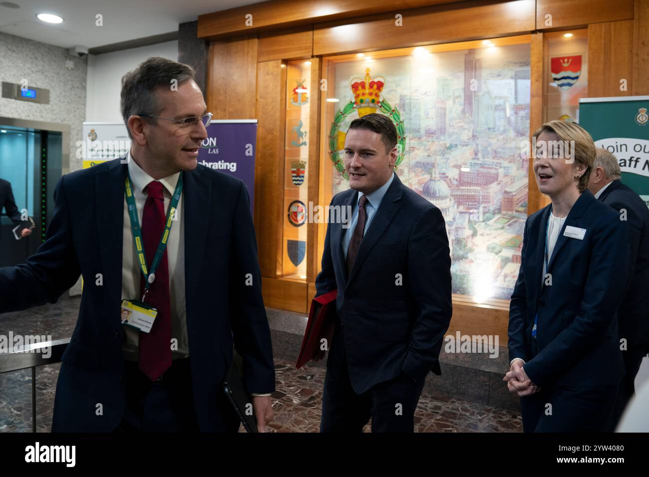 Health Secretary Wes Streeting (centre) and NHS CEO Amanda Pritchard ...