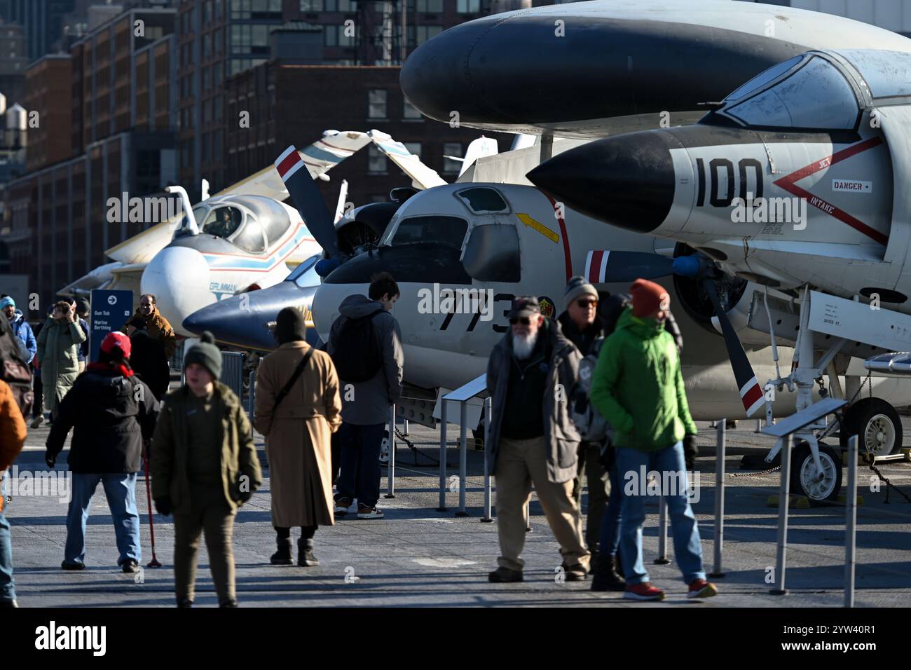 Visitors on the flight deck of the Intrepid Sea, Air & Space Museum in ...