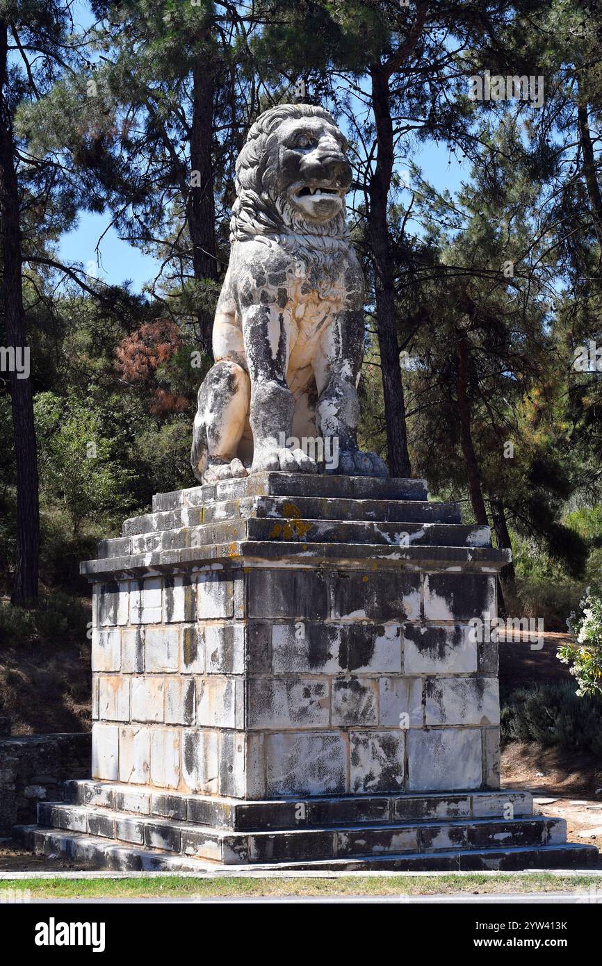 Greece, the lion of Amphipoli is a funerary huge monument from the 4th ...