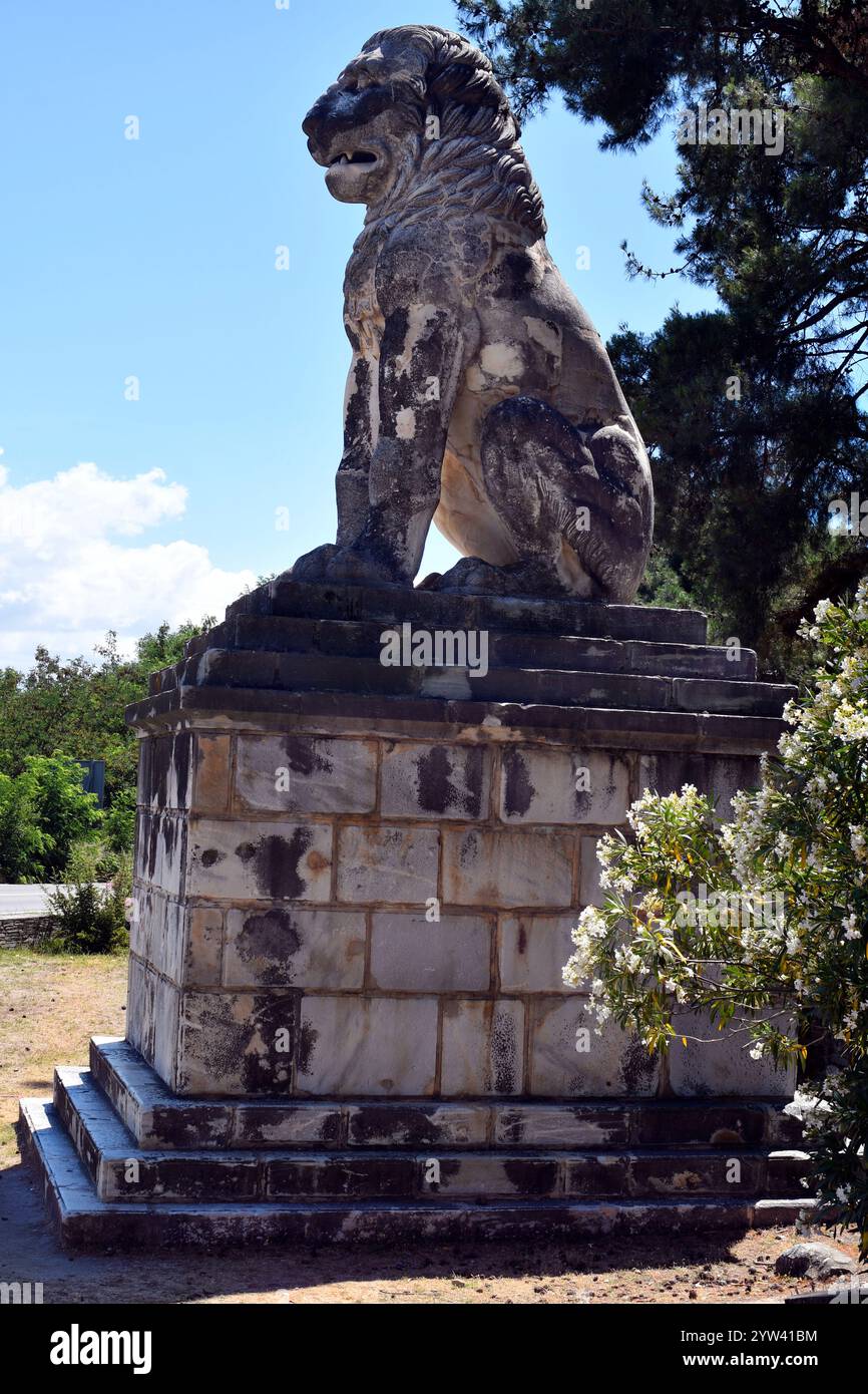 Greece, the lion of Amphipoli is a funerary huge monument from the 4th ...