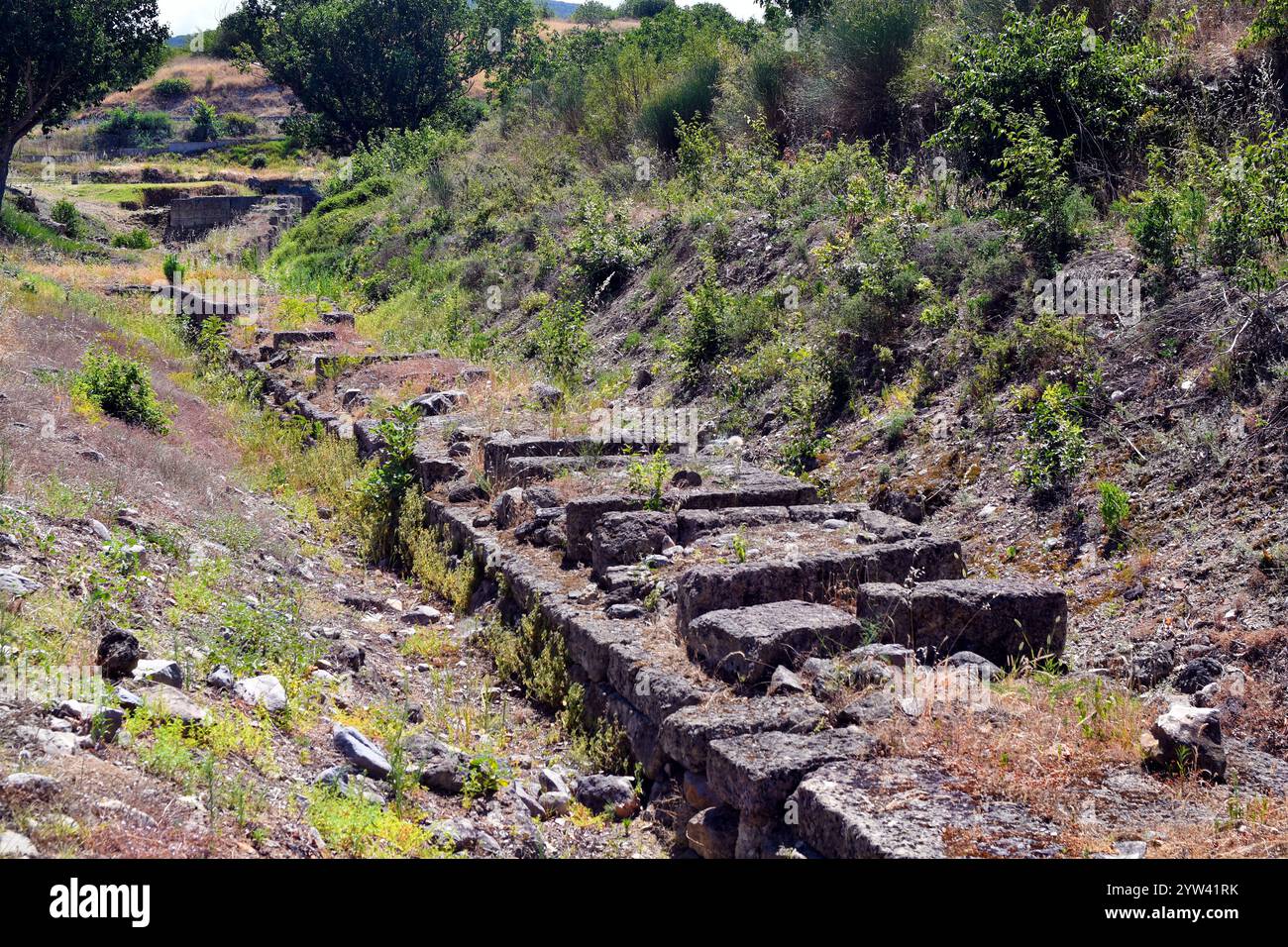 Greece, part of the north wall with drain system in ancient Macedonian ...