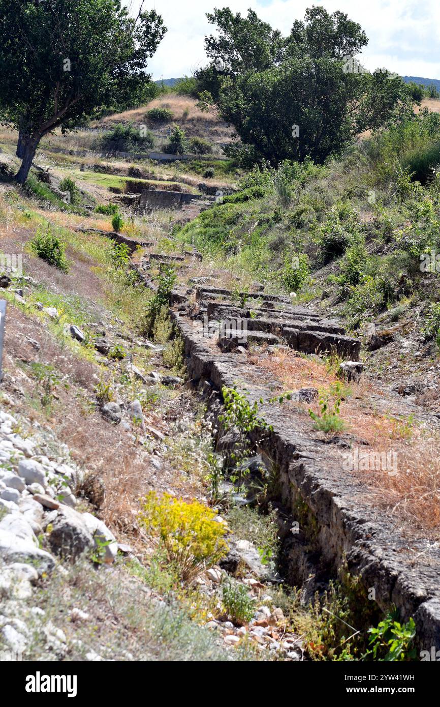 Greece, part of the north wall with drain system in ancient Macedonian ...