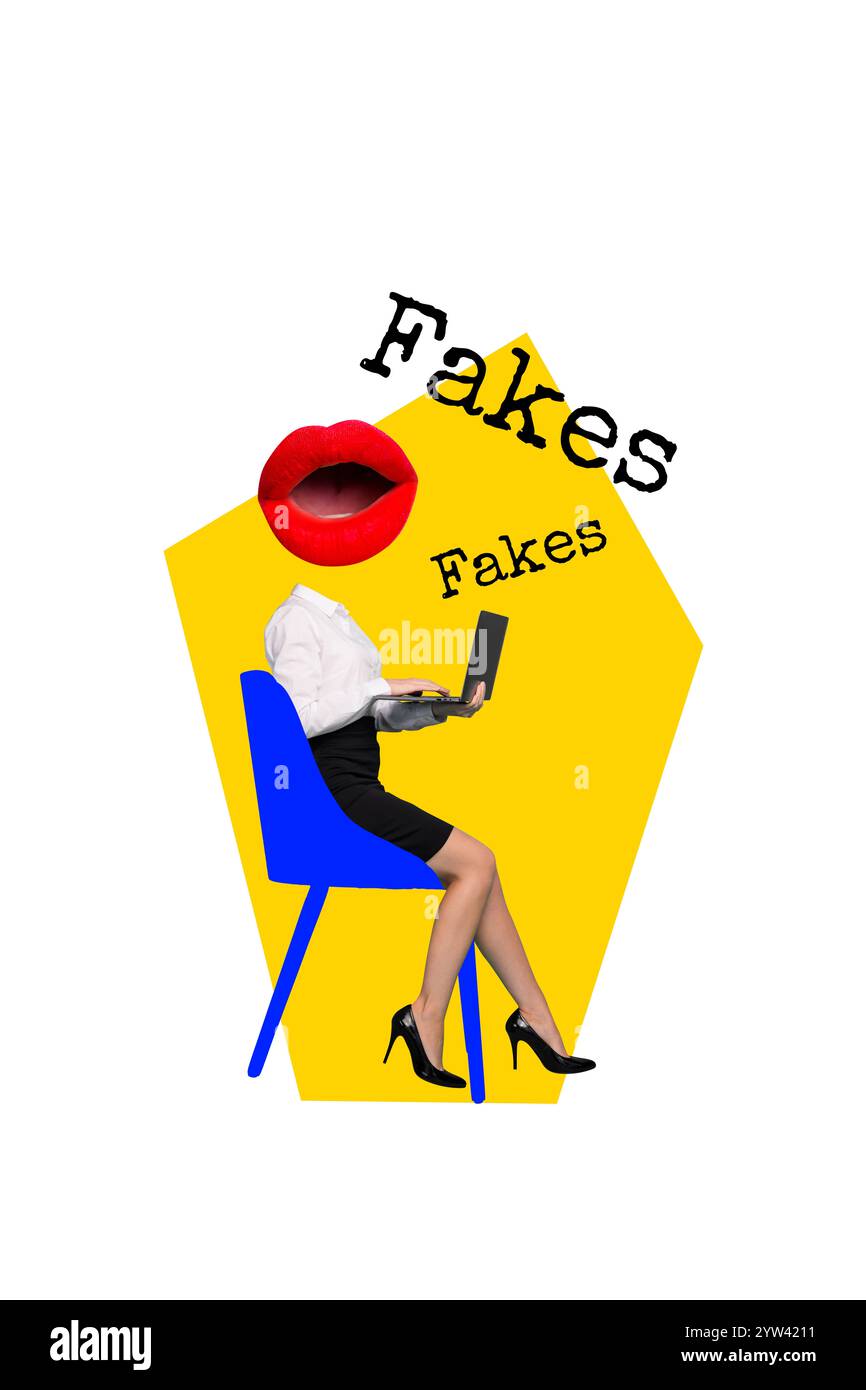 Vertical poster collage young businesswoman entrepreneur boss agent ...