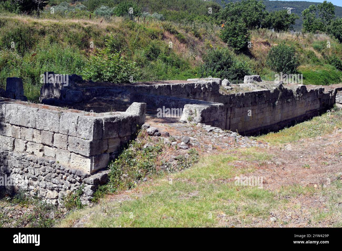 Greece, part of the north wall with drain system in ancient Macedonian ...