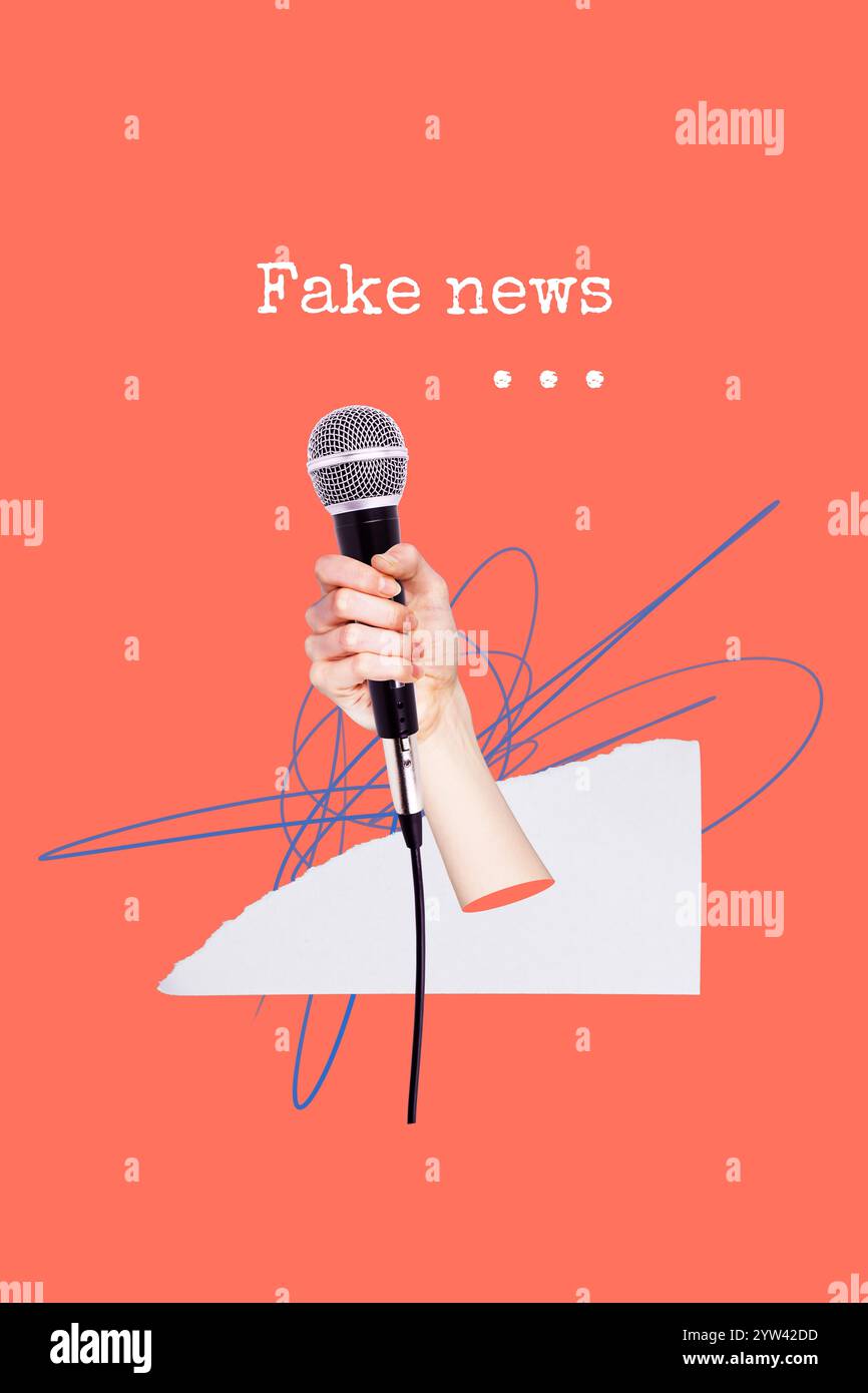 Composite trend artwork 3D sketch photo collage of fake breaking news ...