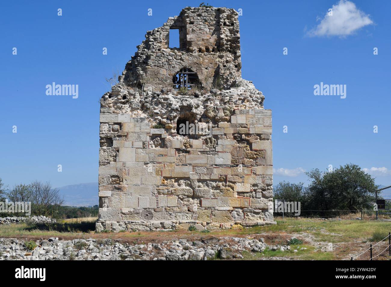 Greece, part of fortified wall in ancient Macedonian site Amphipolis ...
