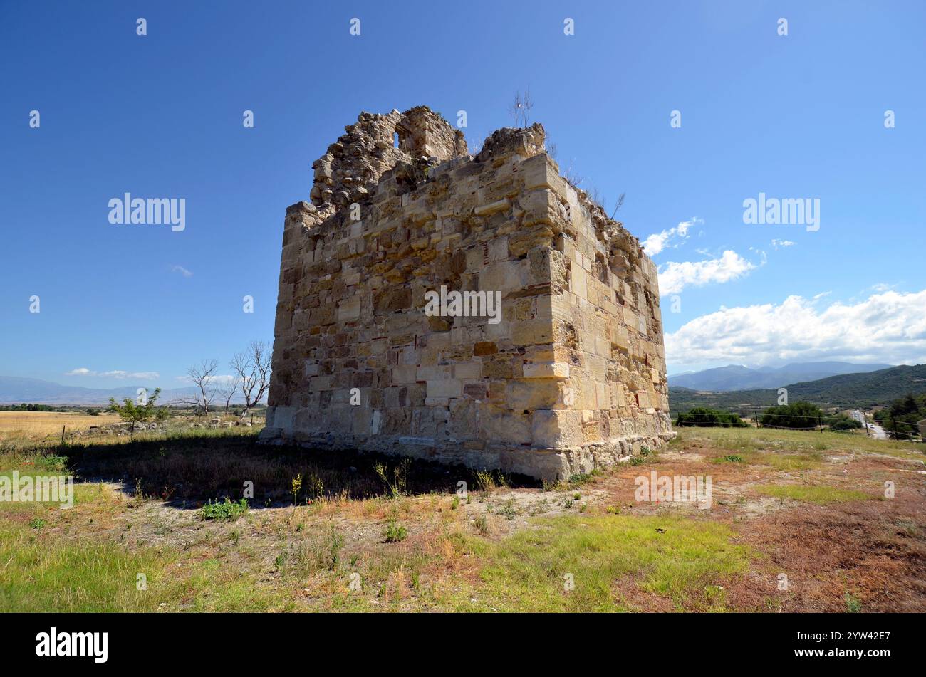 Greece, part of fortified wall in ancient Macedonian site Amphipolis ...