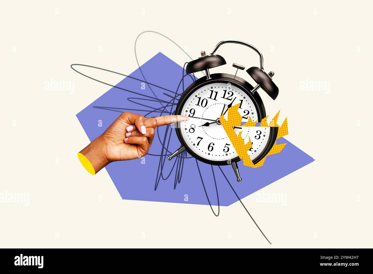 Composite trend artwork sketch image photo collage of huge clock time ...