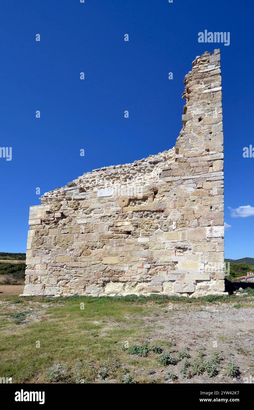 Greece, part of fortified wall in ancient Macedonian site Amphipolis ...