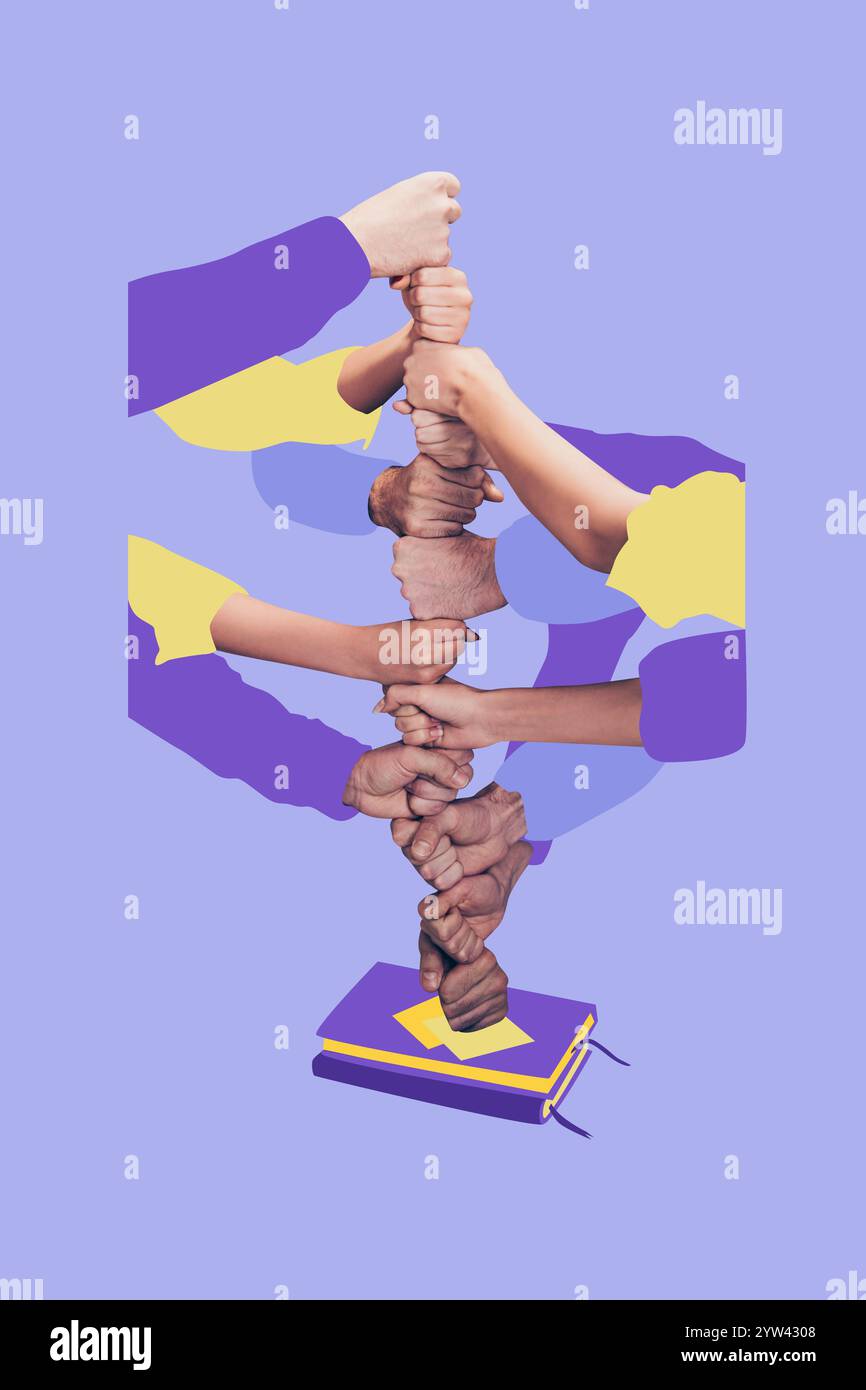 Composite trend artwork sketch image collage of many human body twisted ...