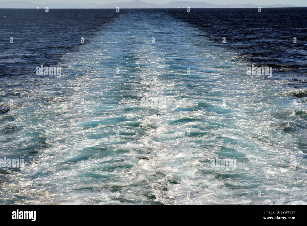 Greece, stern wave of a ferry in the Aegean Sea Stock Photo - Alamy