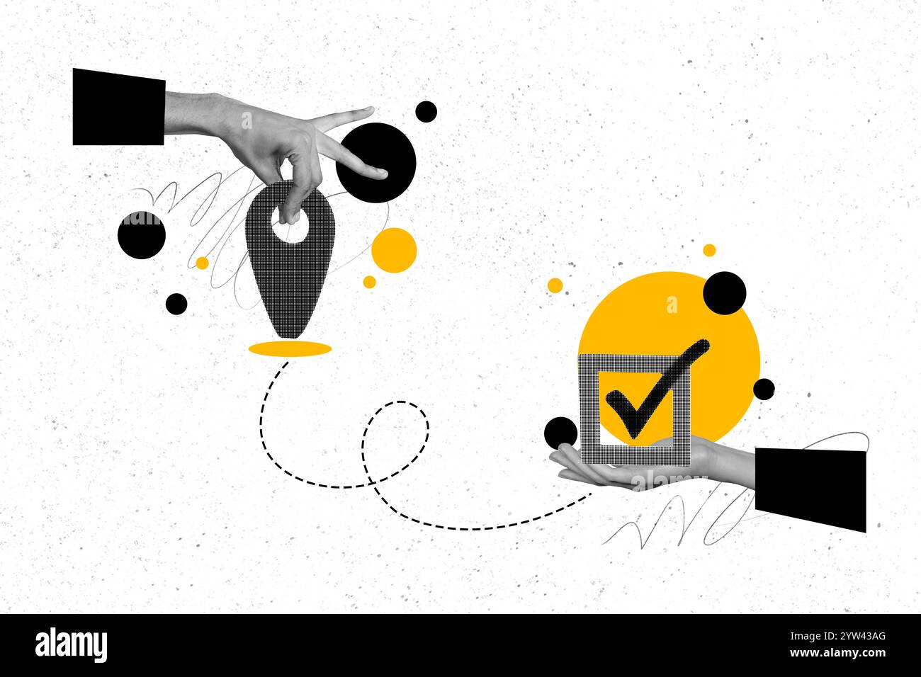 Composite art 3d creative image collage of hands hold gps icon ...