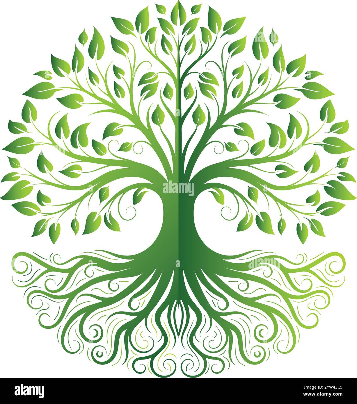 Environmental Conservancy symbol, Symmetrical trees with leaves and ...