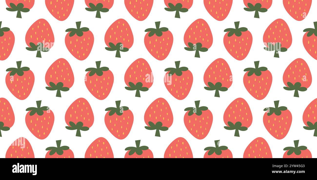 Playful Strawberry Pattern with Alternating Shapes on White Background ...