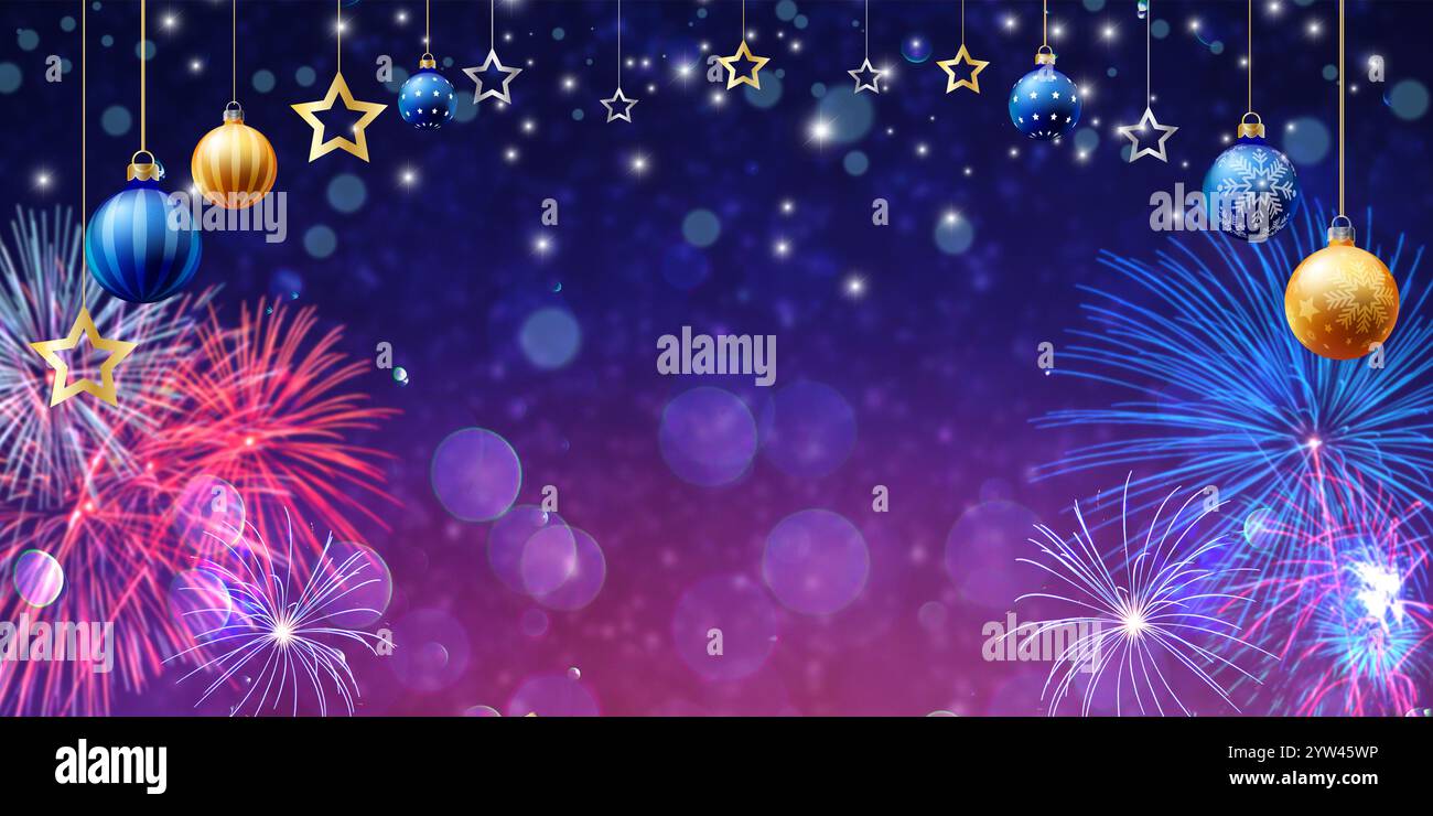 Bokeh holiday background Fireworks New Year New Year Celebration Stars ...