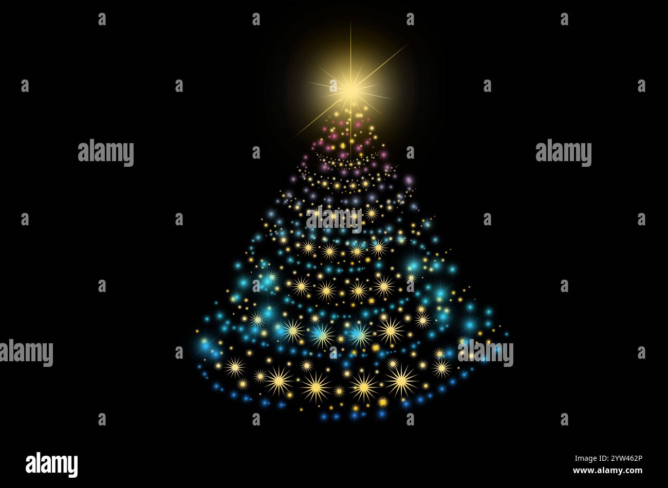 Golden Christmas Glow Tree. Shimmering Festive Tree. Sparkling Gold ...