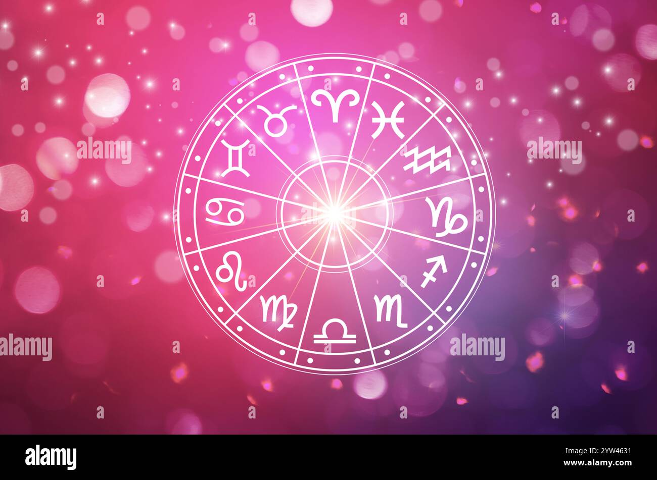 Zodiac signs inside of horoscope circle. Astrology in the sky with many ...