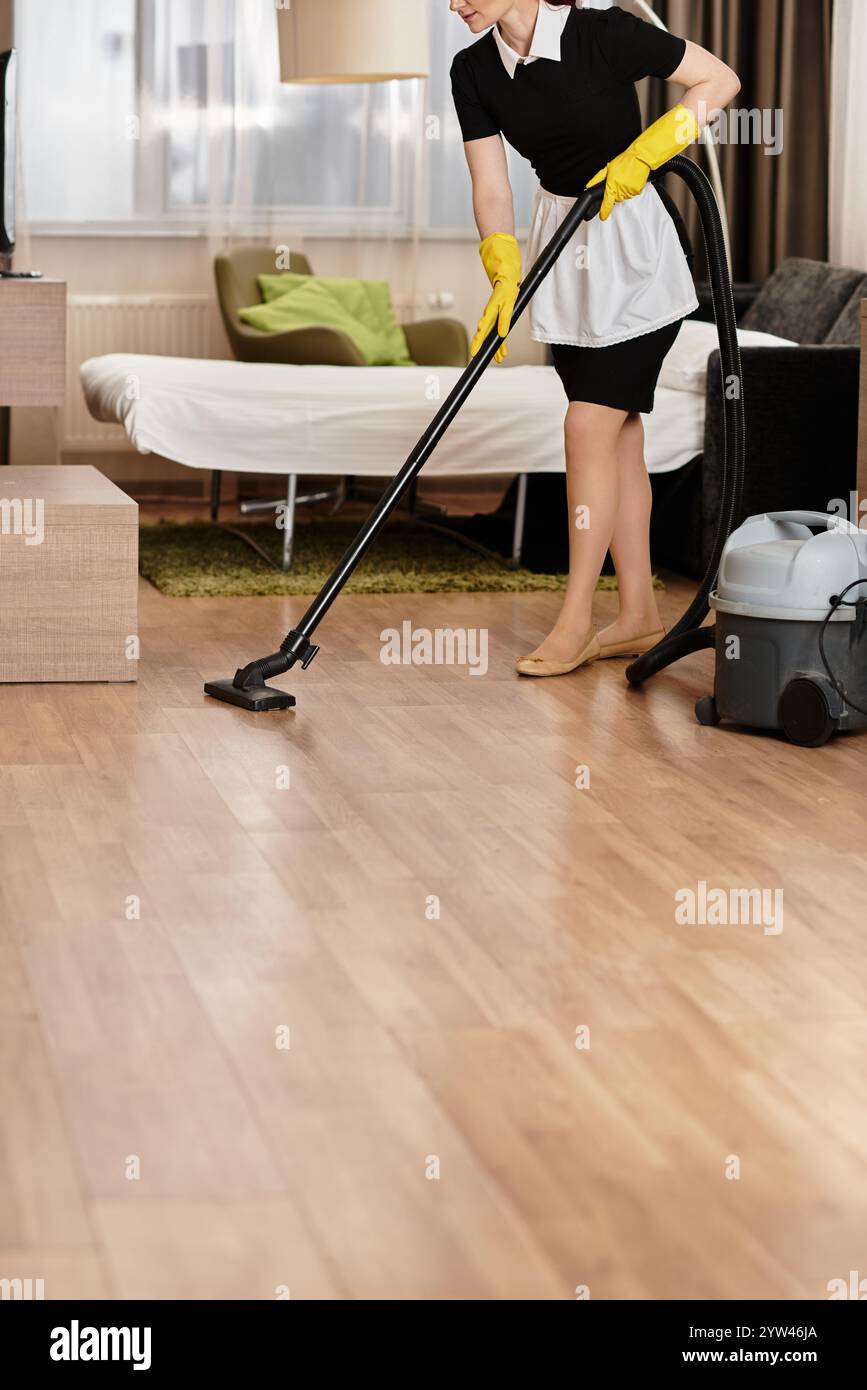 Woman cleaning living room white hi-res stock photography and images - Alamy