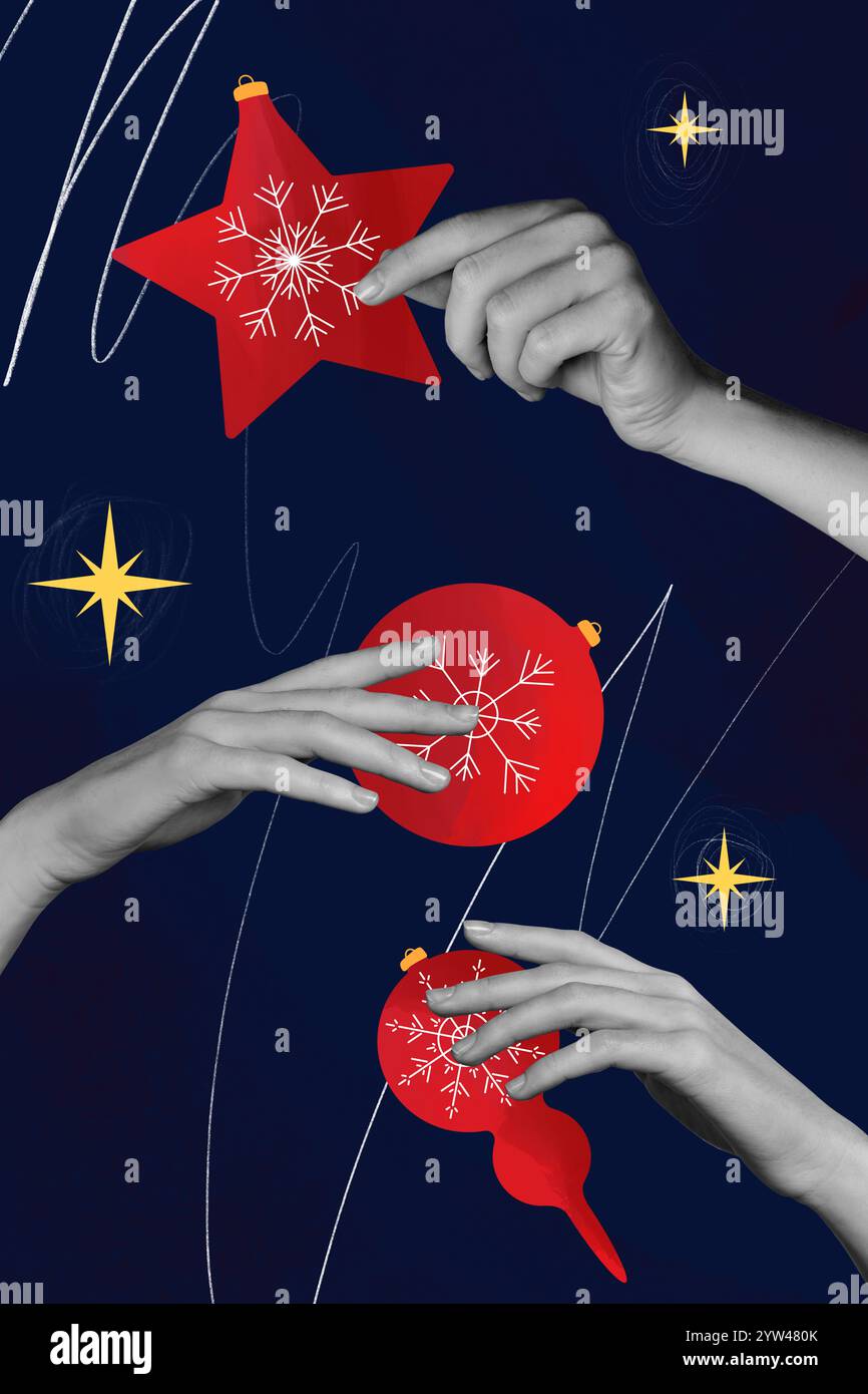 Trend artwork collage template composite sketch of winter tradition ...