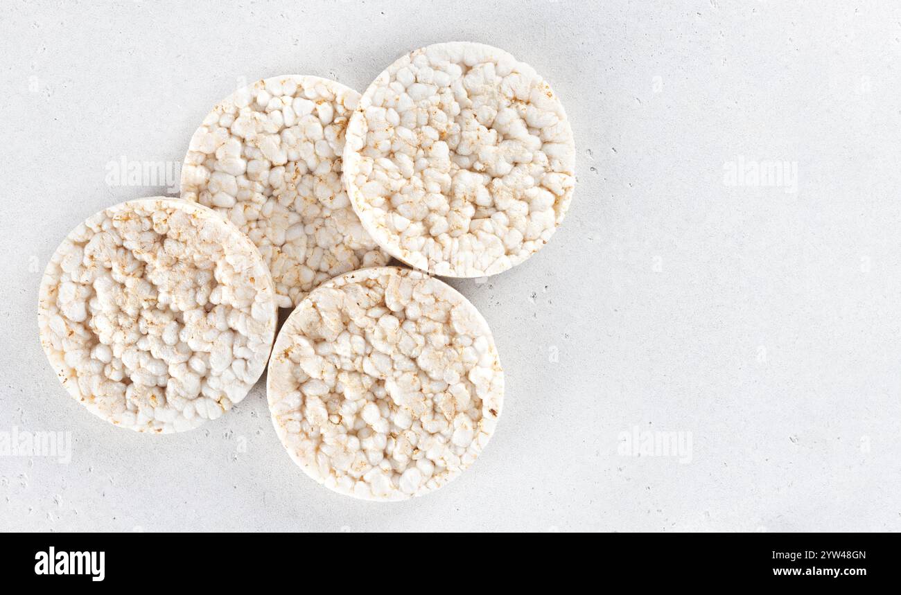 Rice crackers on a white background. Cereal crackers are high in fiber ...