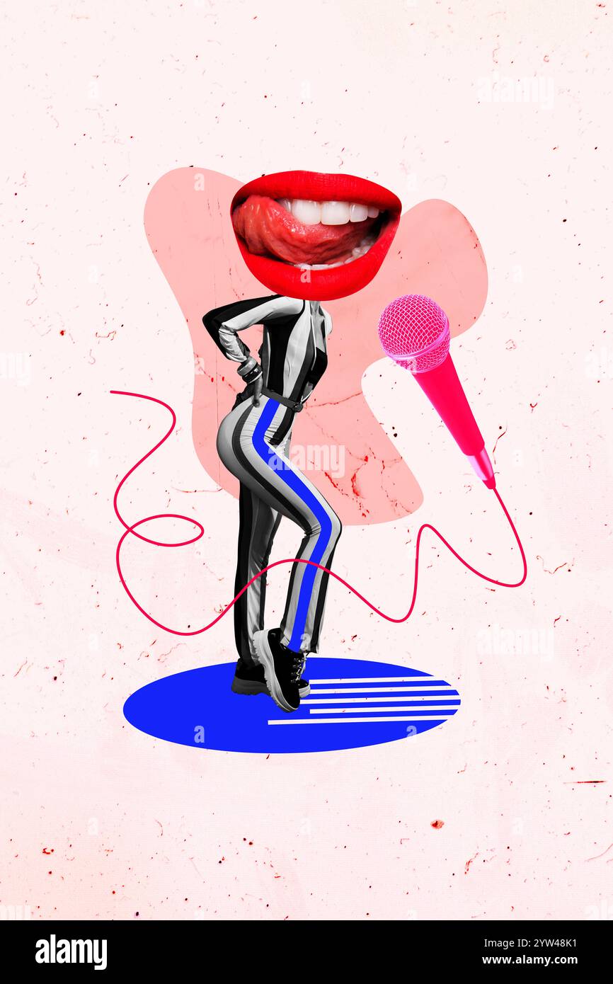 3D collage design composite trend artwork sketch of headless young lady ...