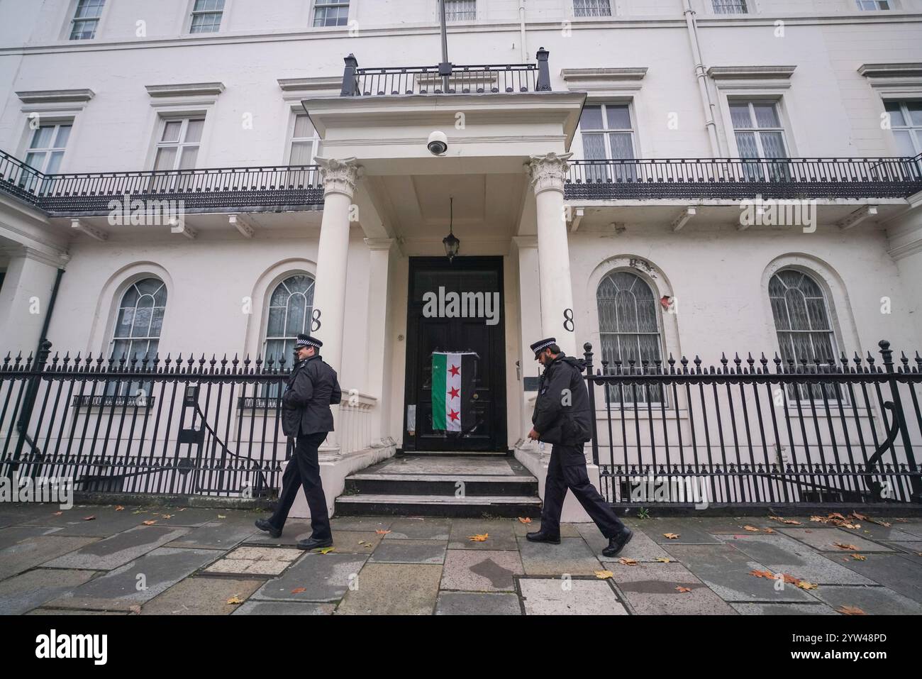 London, UK. 9 December 2024 The Syrian embassy in London which is ...
