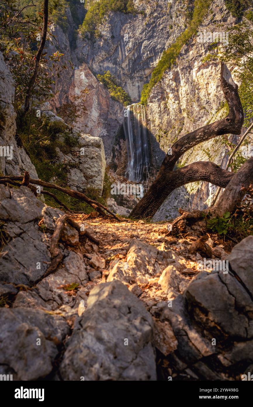 The incredible waterfall Boka in the wild nature and beauty of the ...