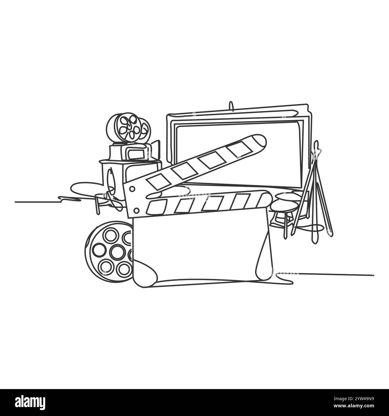 Vector illustration. Open clapperboard used in cinema when shooting a ...