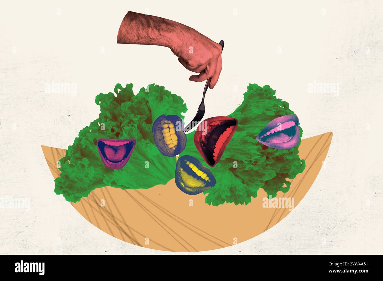 3d sketch poster trend collage image of healthy salad leaves nutrition ...