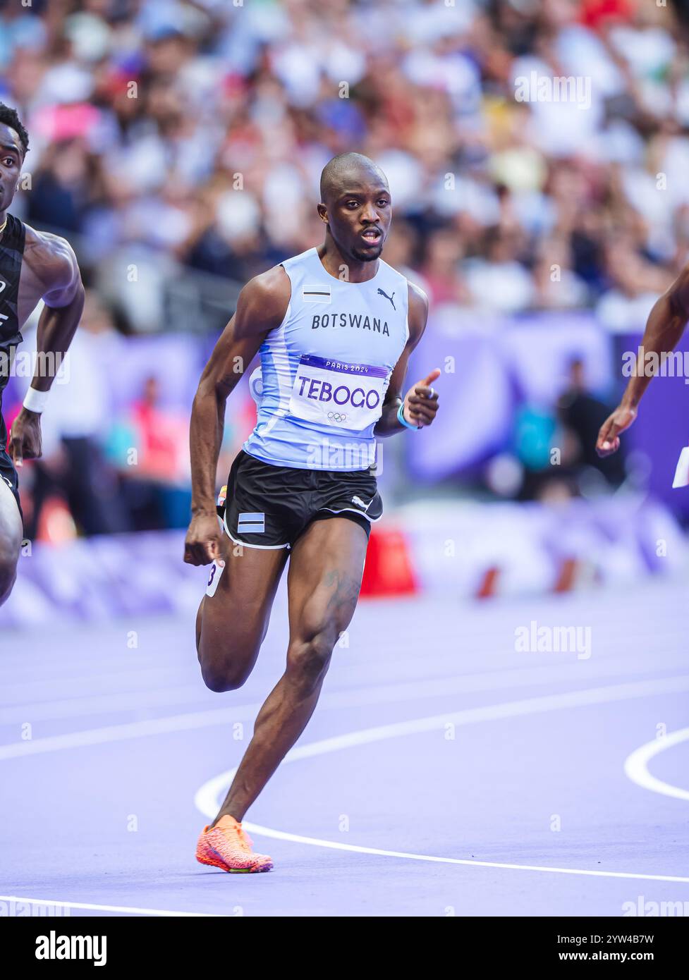 Letsile Tebogo participating in the 200 meters at the Paris 2024 ...