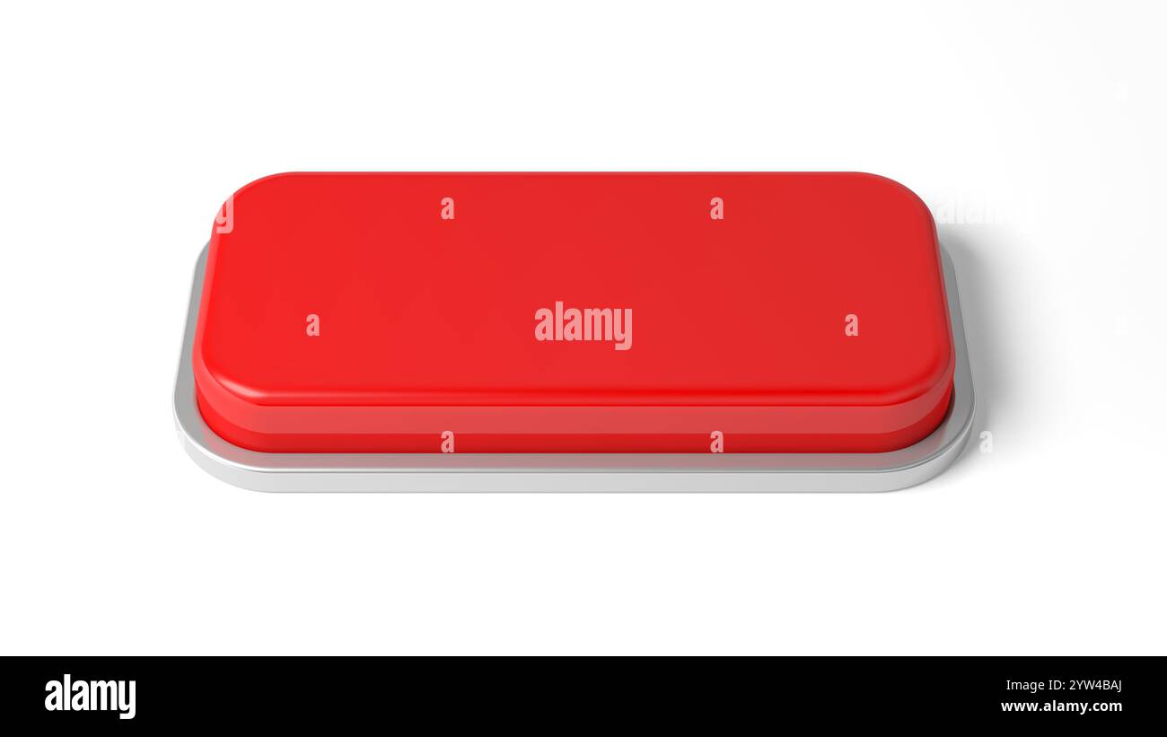 Red rectangle button isolated on white. 3d illustration Stock Photo - Alamy