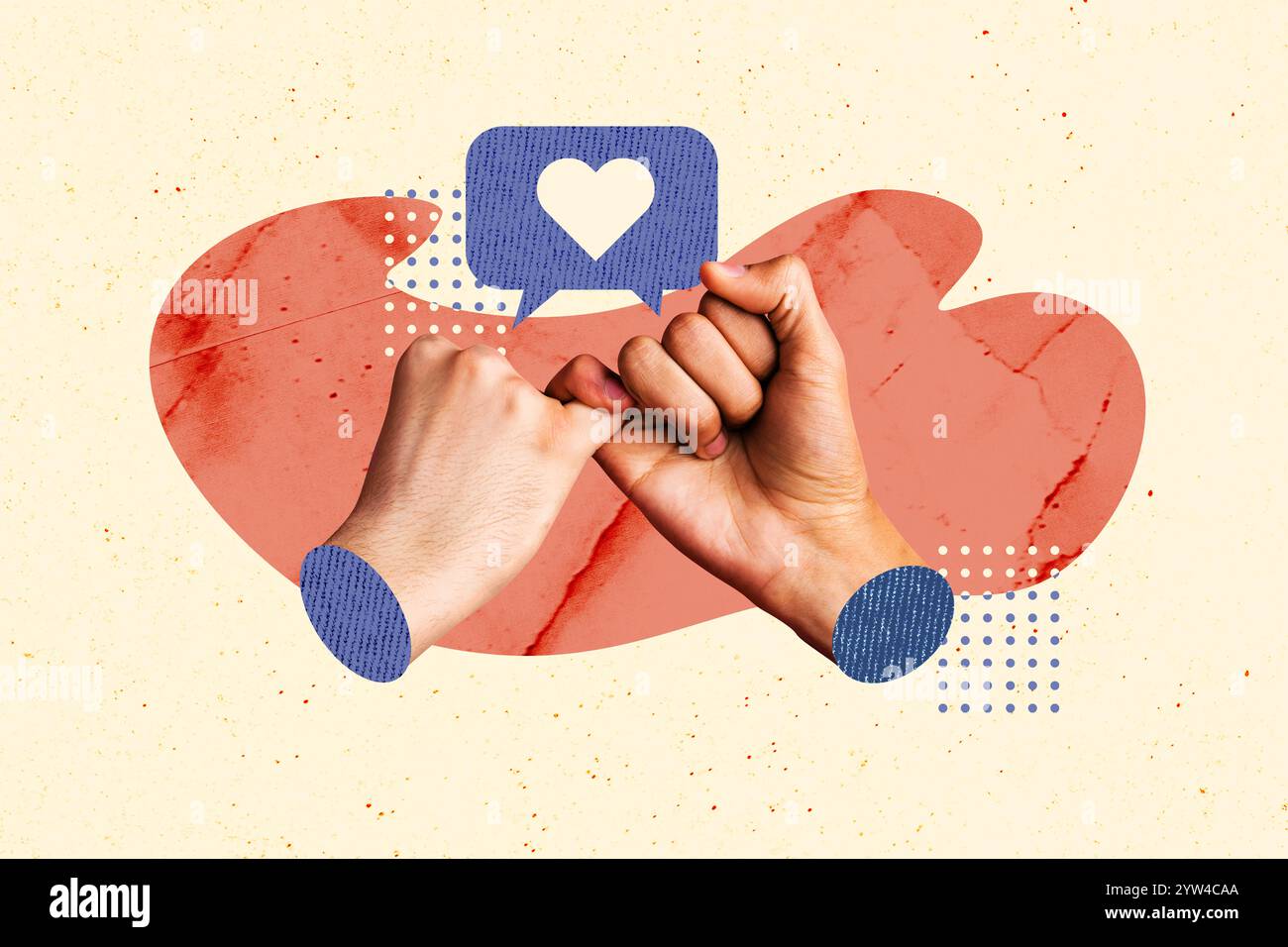 Sketch composite 3D photo collage trend artwork of two hand gesture ...