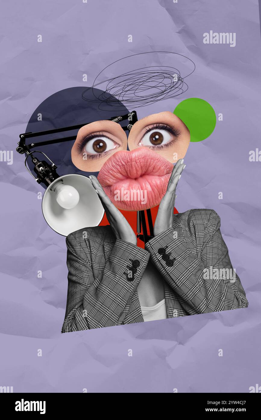 Composite trend artwork 3D sketch image photo collage of young woman ...