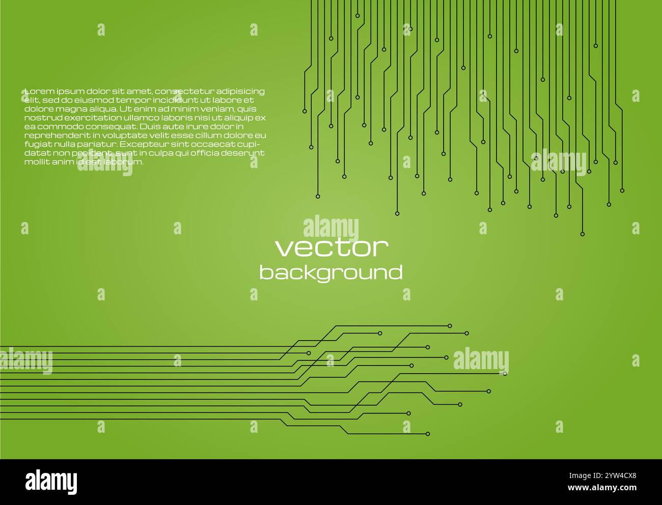 Abstract Technological Green Background With Elements Of The Microchip Circuit Board Background