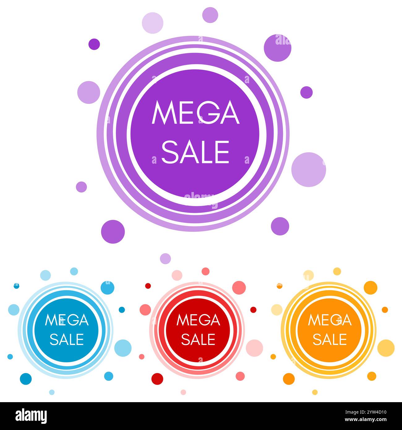 Set of four mega sale stickers with abstract colorful geometric forms ...