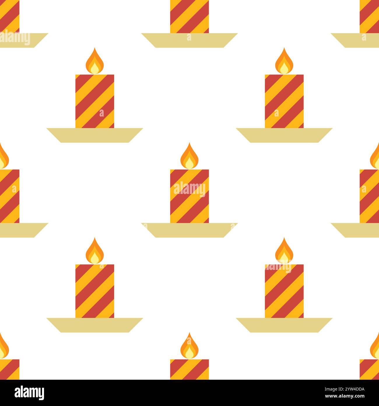 Seamless Pattern with Christmas candle with fire on a saucer. Vector ...
