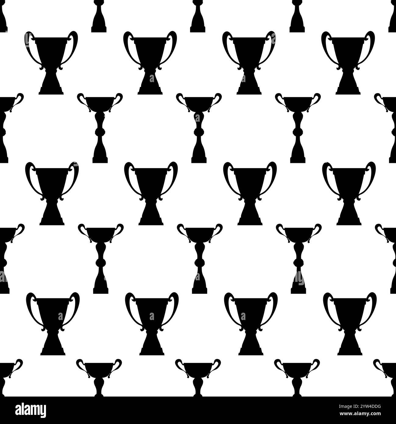 Winner trophy cup seamless pattern. Black simple silhouette texture ...