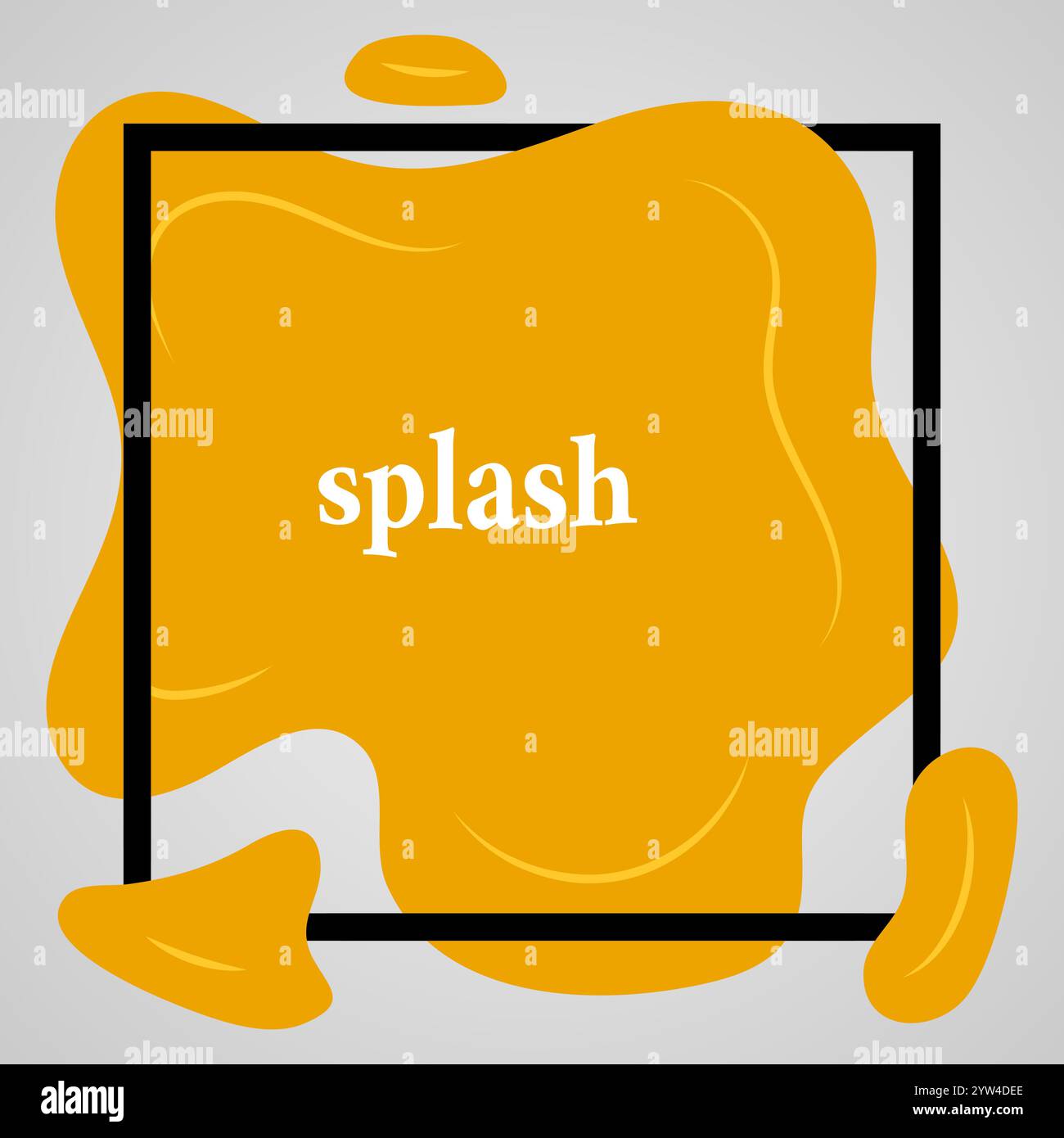 Big yellow splash with lots of small splashes in black frame and ...