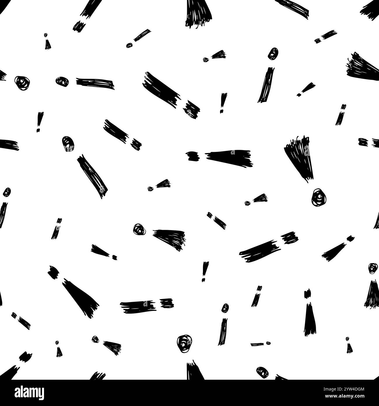 Seamless pattern with hand drawn exclamation mark symbol. Black sketch ...