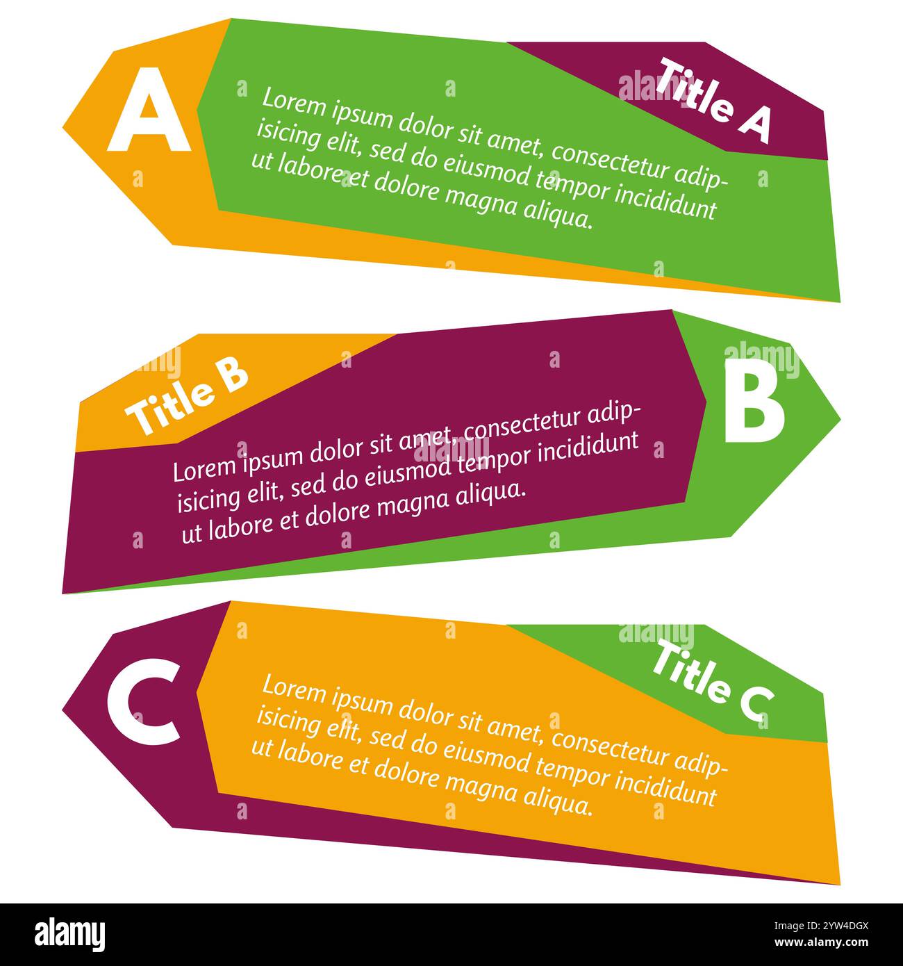 Set of three horizontal colorful options banners. Step by step ...